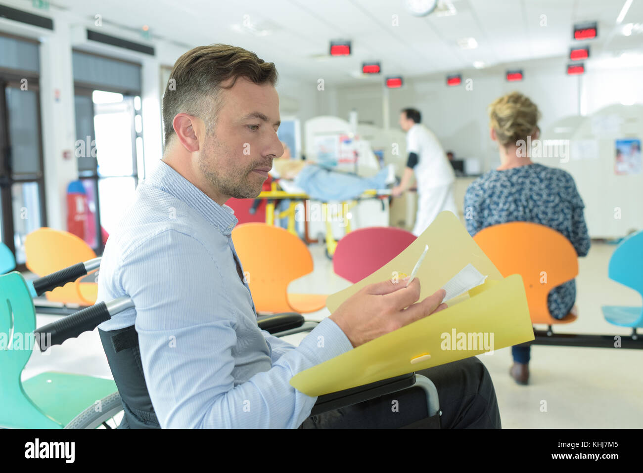 man reading his portfolio before an important interview Stock Photo - Alamy