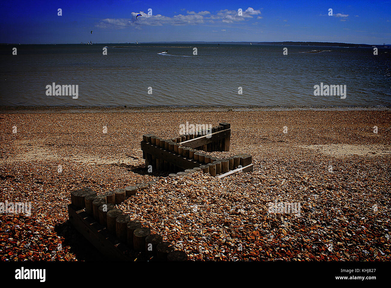 Calshot beach forms part of a mile long shingle spit which reaches out ...