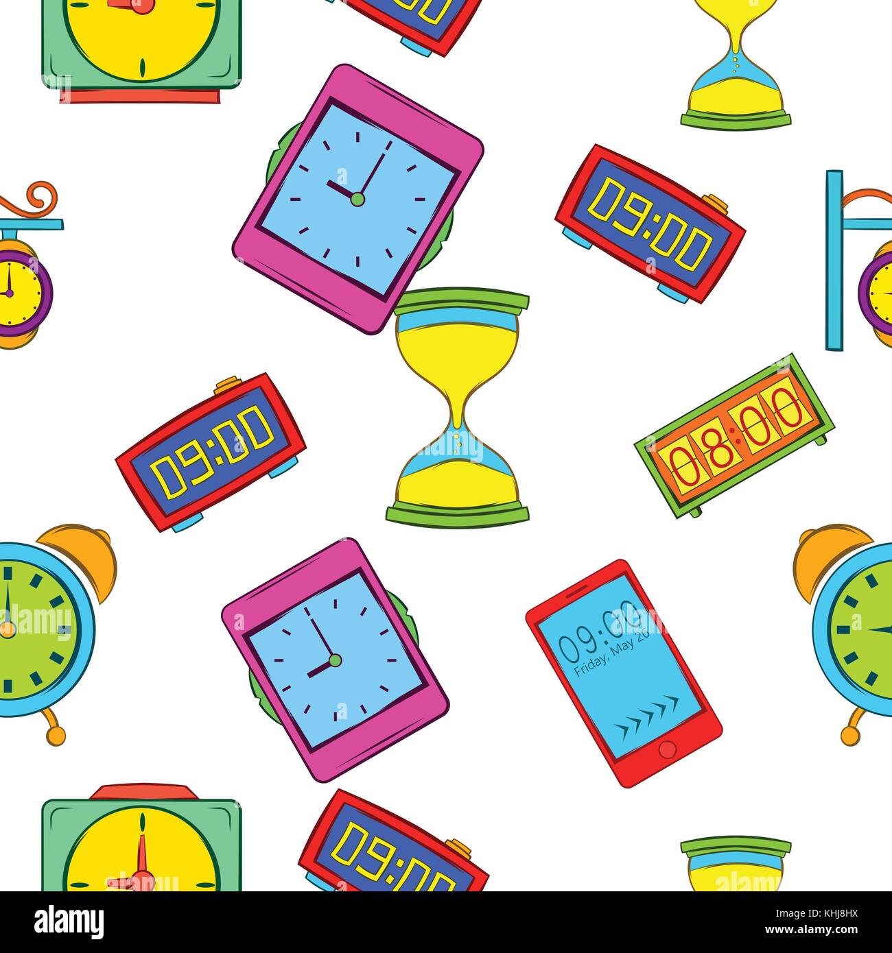 Watch pattern, cartoon style Stock Vector Image & Art - Alamy