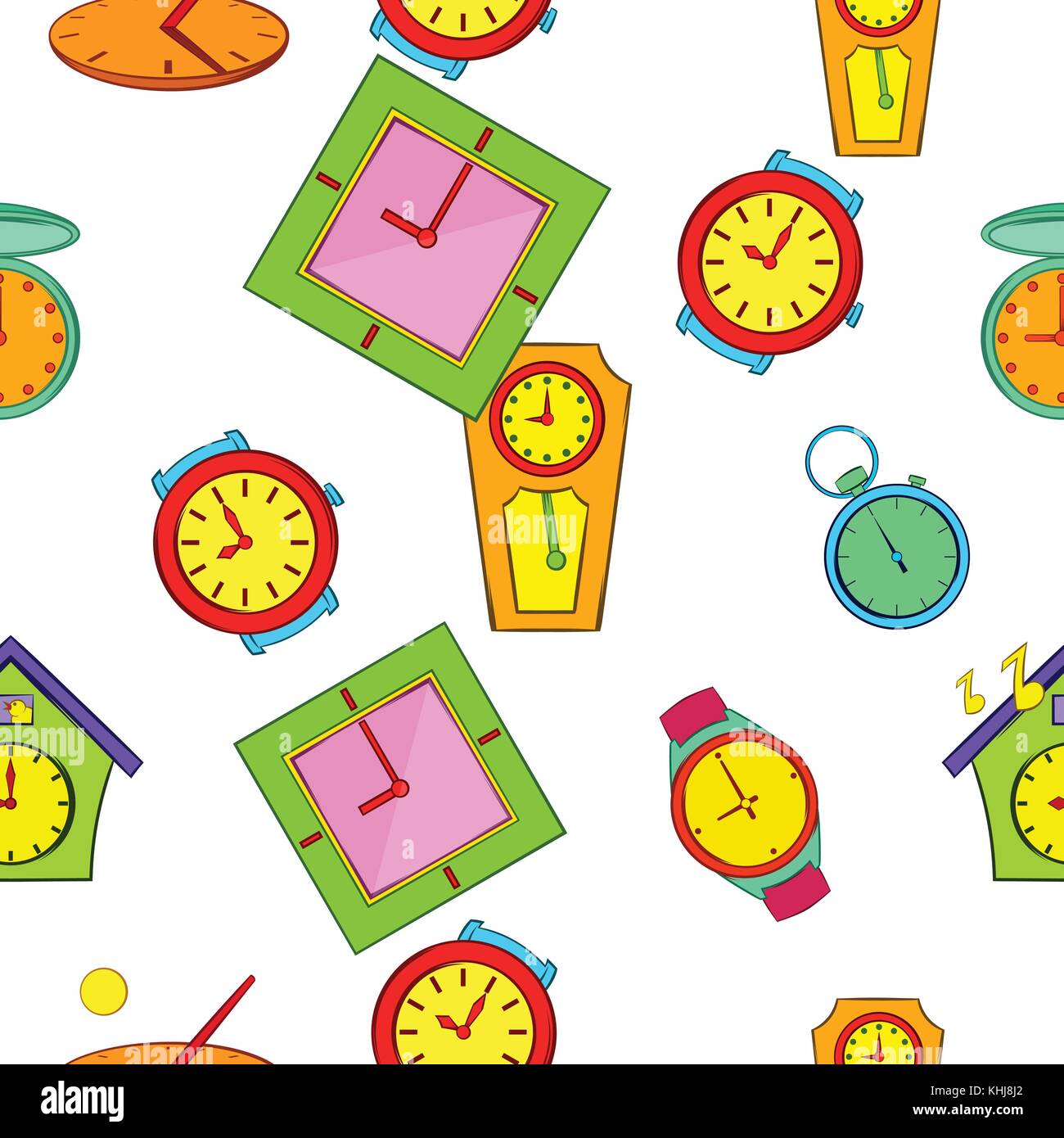 Kinds of watches pattern, cartoon style Stock Vector Image & Art - Alamy