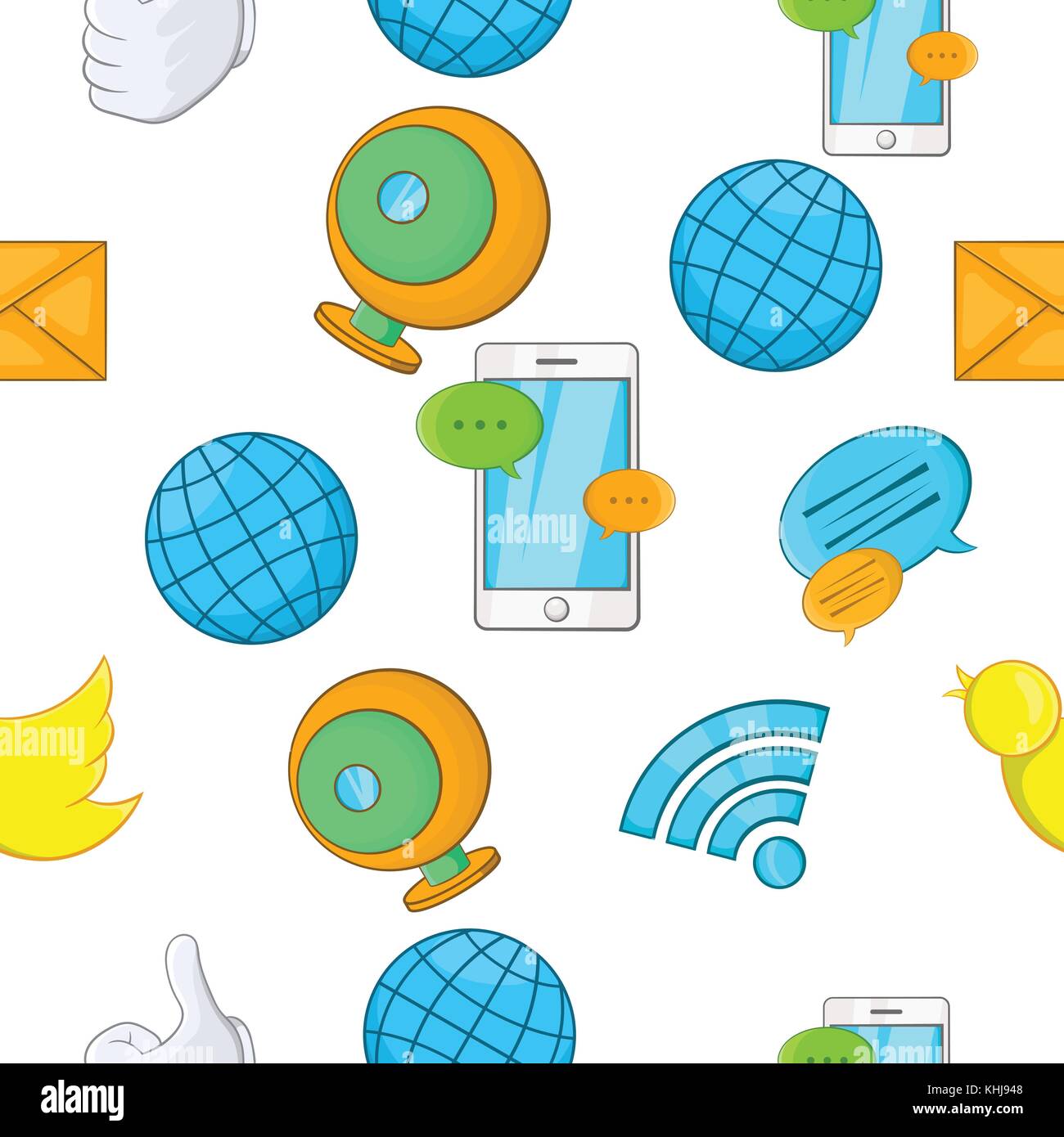 Communication over internet pattern, cartoon style Stock Vector Image ...