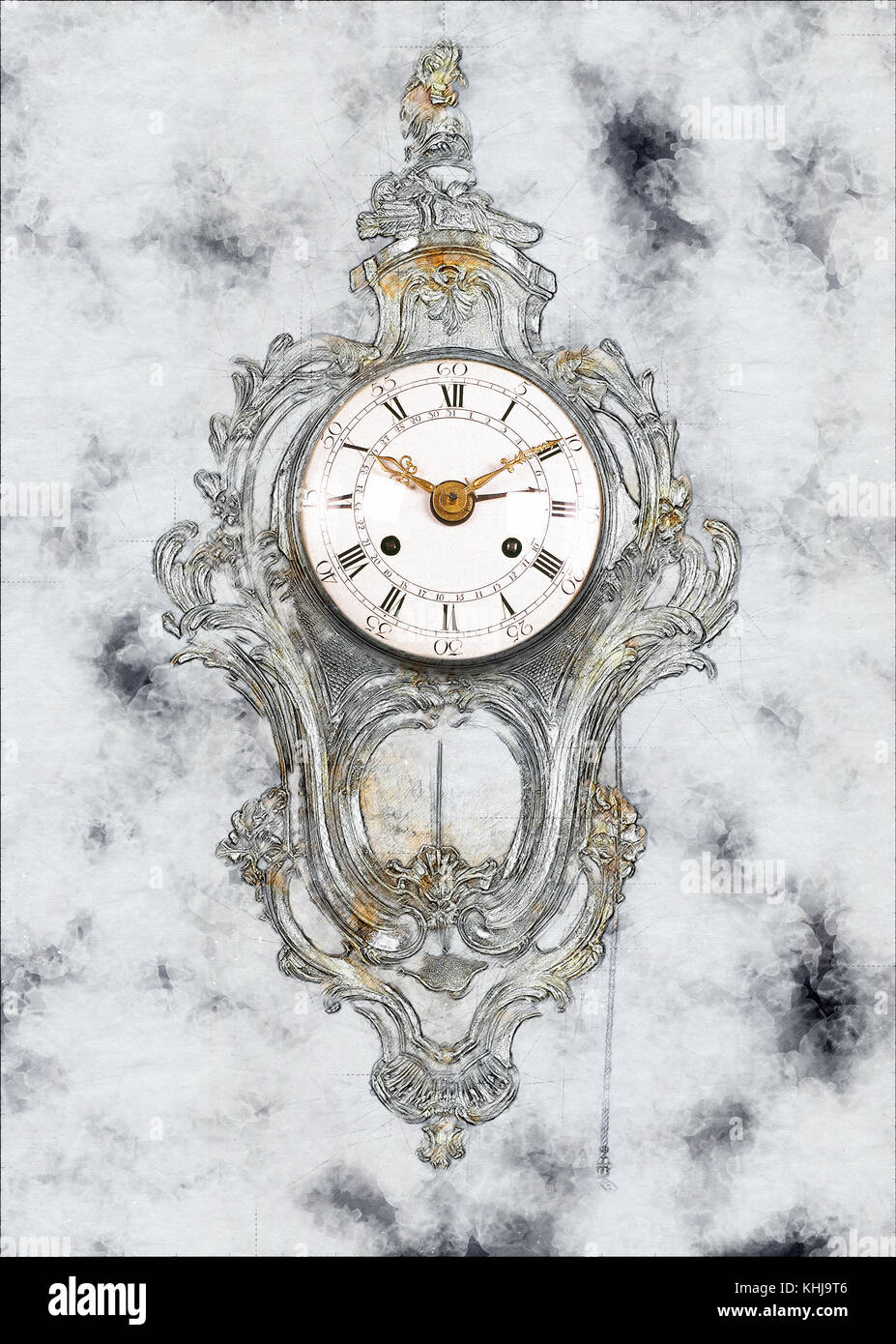 Partial sketch of a Old-fashion golden clock with pendulum Stock Photo ...