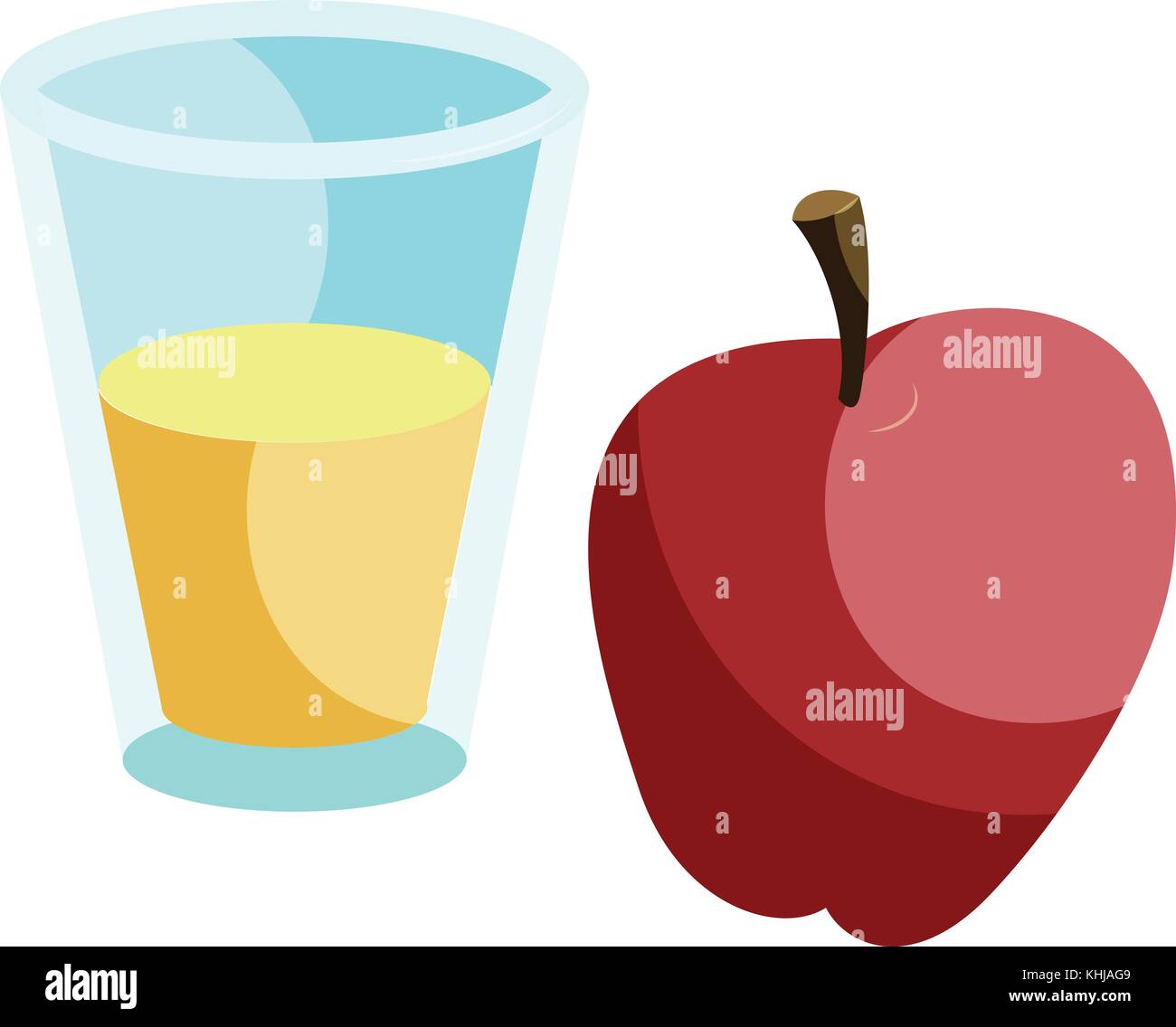 Glass of drink and red apple icon, cartoon style Stock Vector Image ...