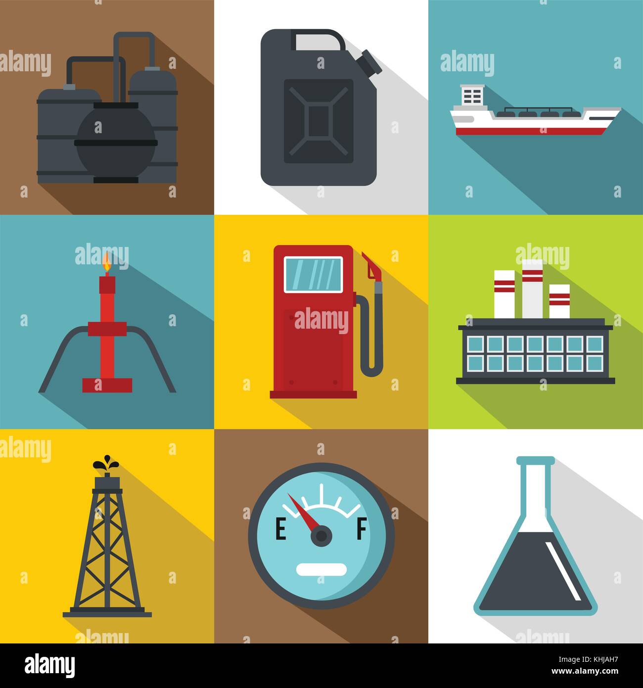 Petroleum icons set, flat style Stock Vector Image & Art - Alamy