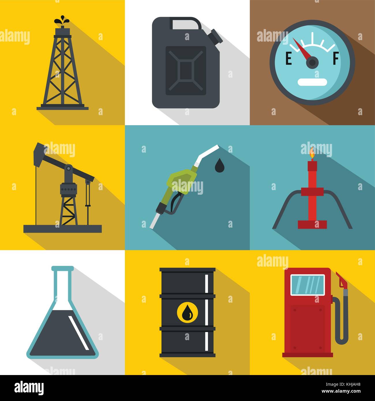 Oil icons set, flat style Stock Vector Image & Art - Alamy