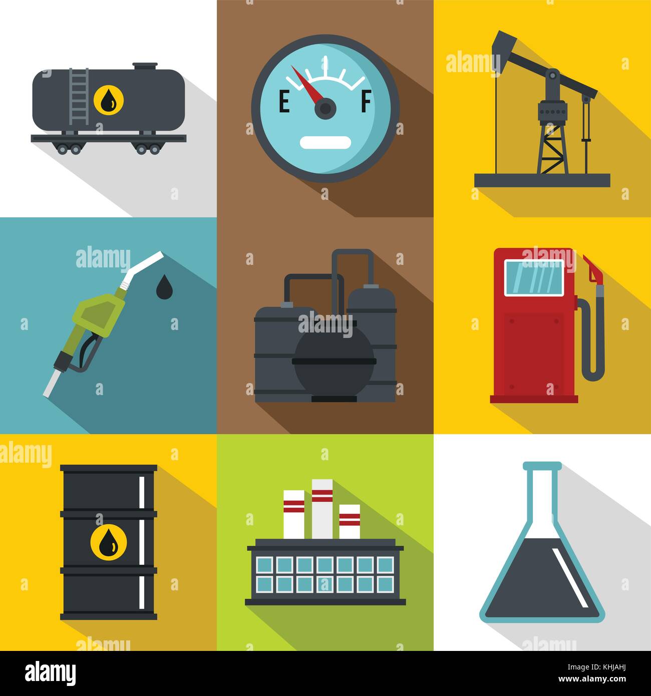 Oil production icons set, flat style Stock Vector Image & Art - Alamy