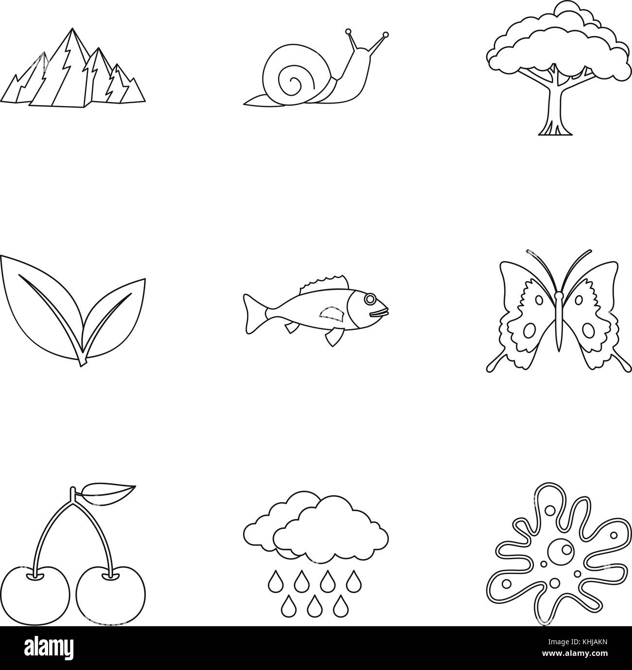Beautiful nature icons set, outline style Stock Vector Image & Art - Alamy