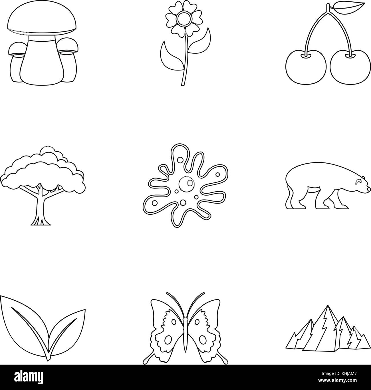 Flora icons set, outline style Stock Vector Image & Art - Alamy