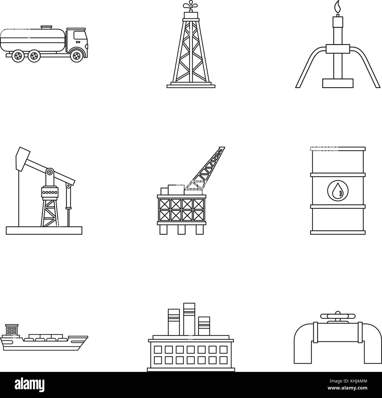 Oil production icons set, outline style Stock Vector Image & Art - Alamy