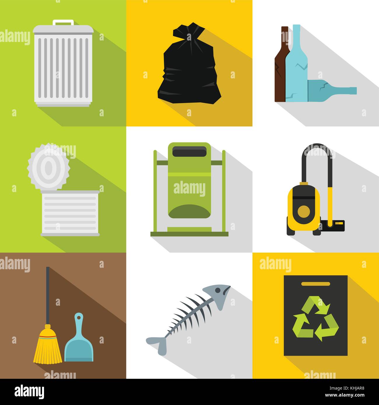 Garbage icons set, flat style Stock Vector Image & Art - Alamy