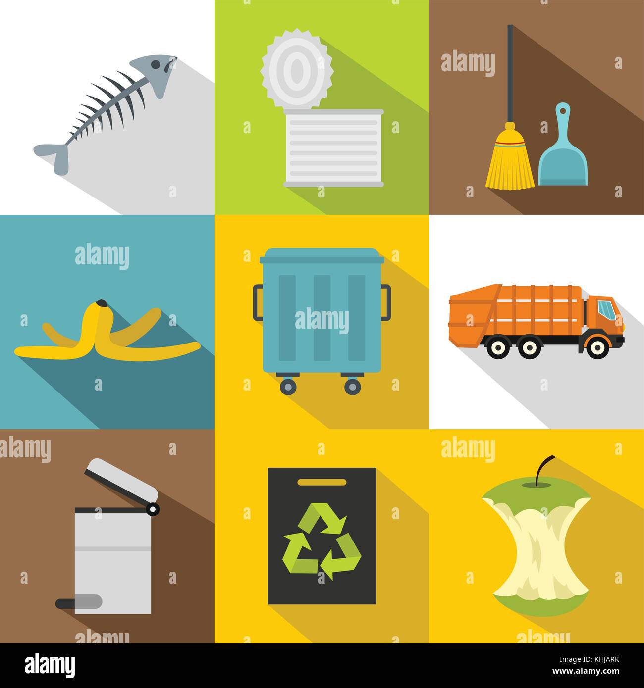 Types of waste icons set, flat style Stock Vector Image & Art - Alamy