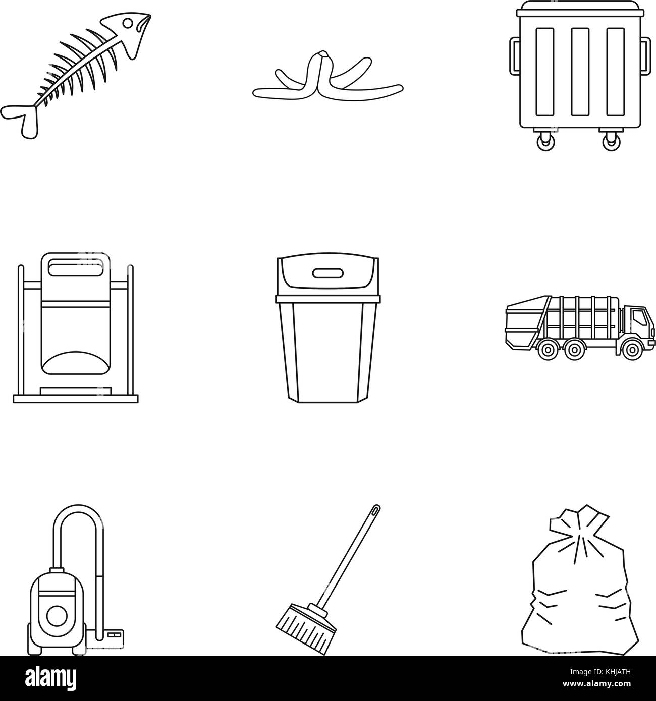 Waste icons set, outline style Stock Vector Image & Art - Alamy