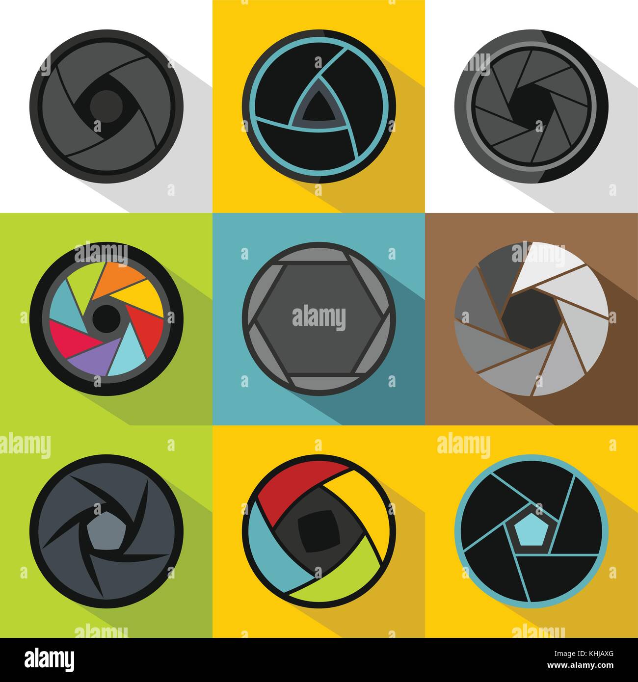 Types of aperture icons set, flat style Stock Vector Image & Art - Alamy