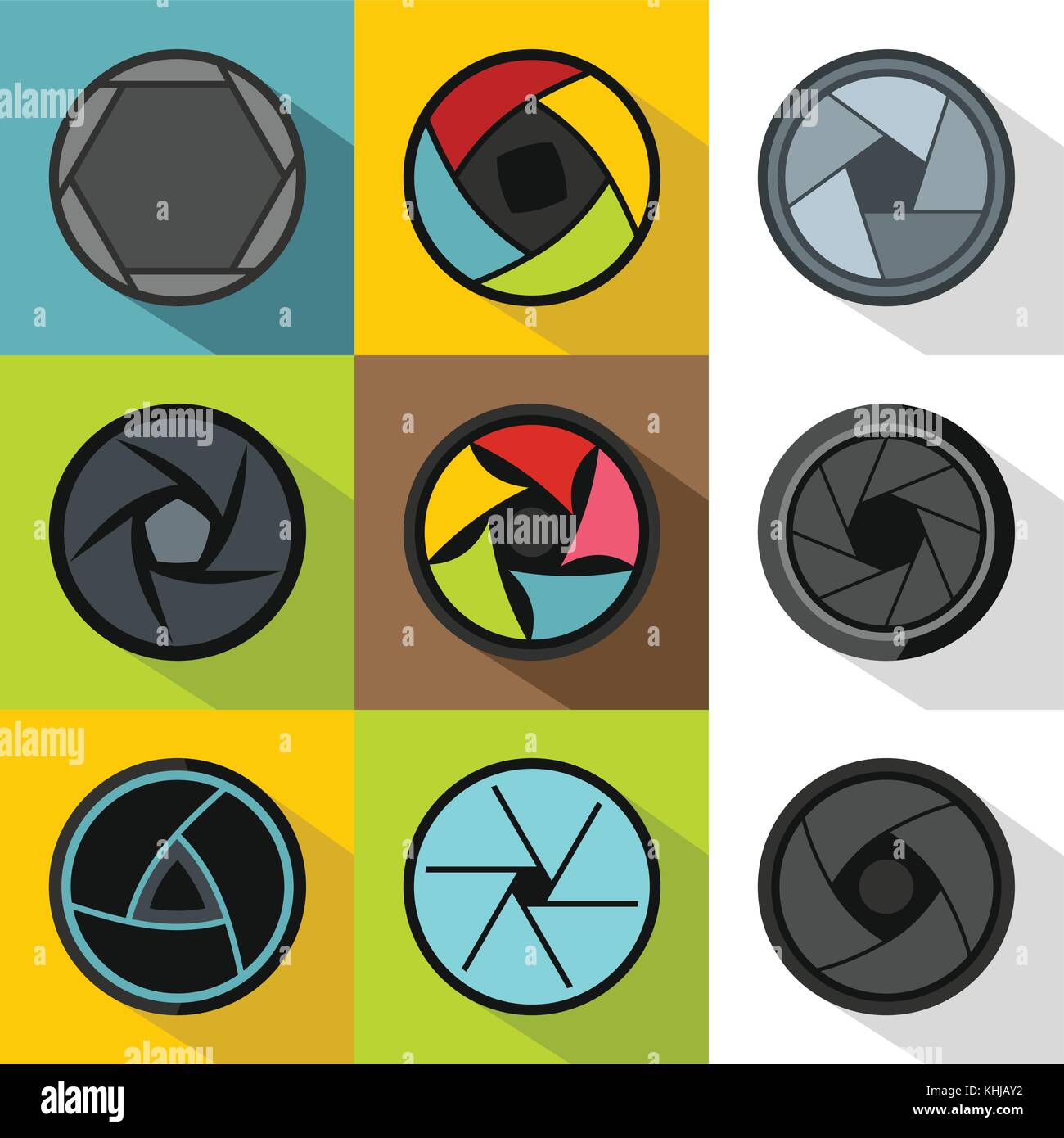 Kind of aperture icons set, flat style Stock Vector Image & Art - Alamy