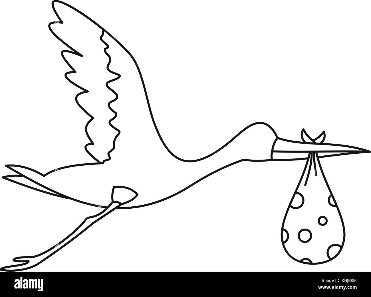 Flying stork with baby icon, outline style Stock Vector Image & Art - Alamy