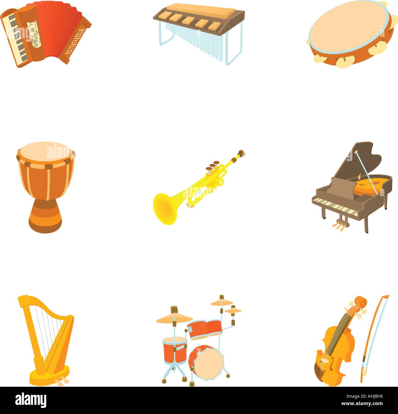 Musical instruments icons set, cartoon style Stock Vector Image & Art ...