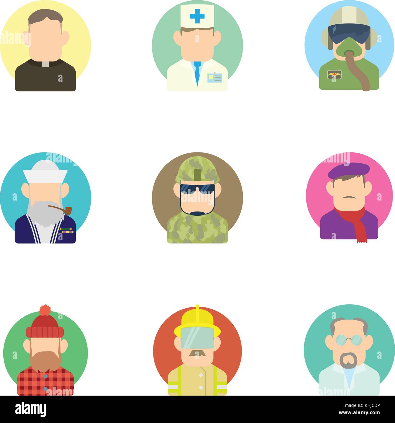 Occupation icons set, flat style Stock Vector Image & Art - Alamy