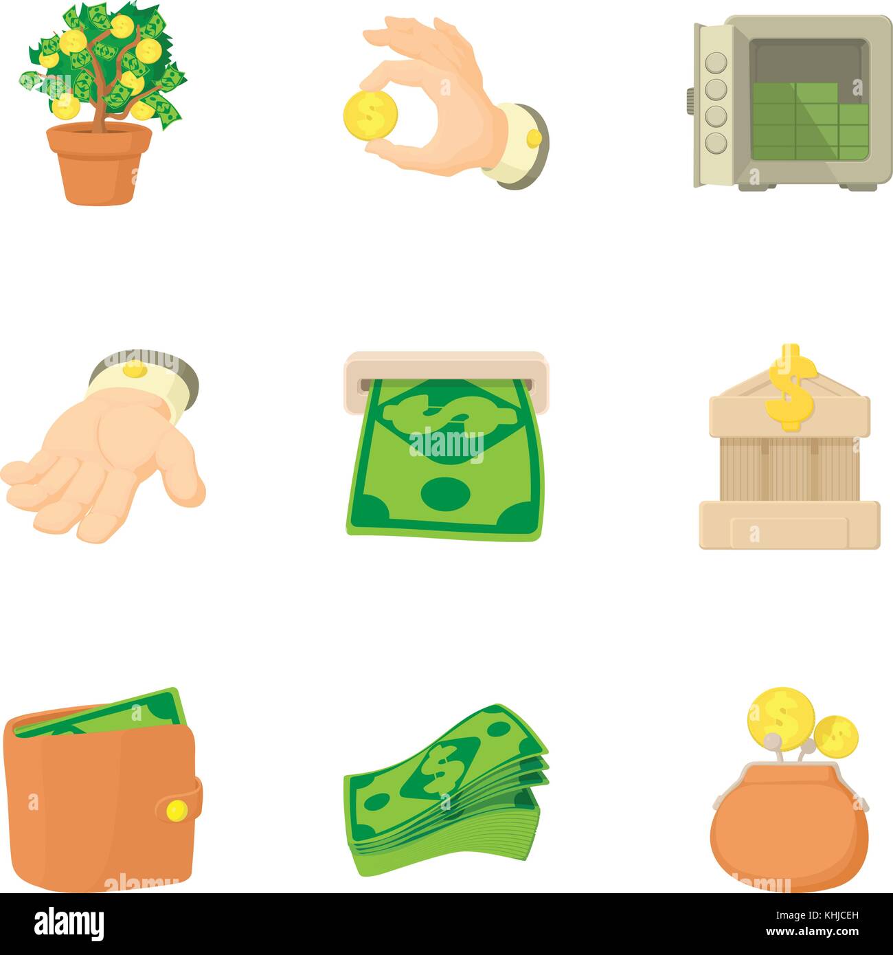Cash icons set, cartoon style Stock Vector Image & Art - Alamy