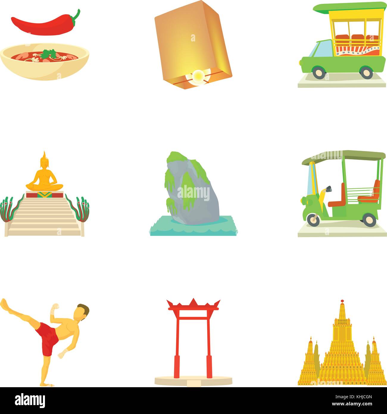 Thailand icons set, cartoon style Stock Vector Image & Art - Alamy