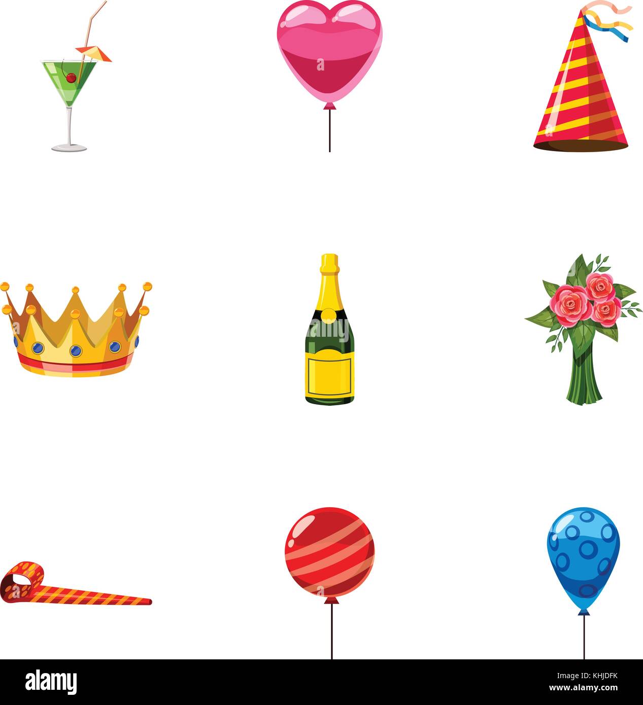 Birthday icons set, cartoon style Stock Vector Image & Art - Alamy