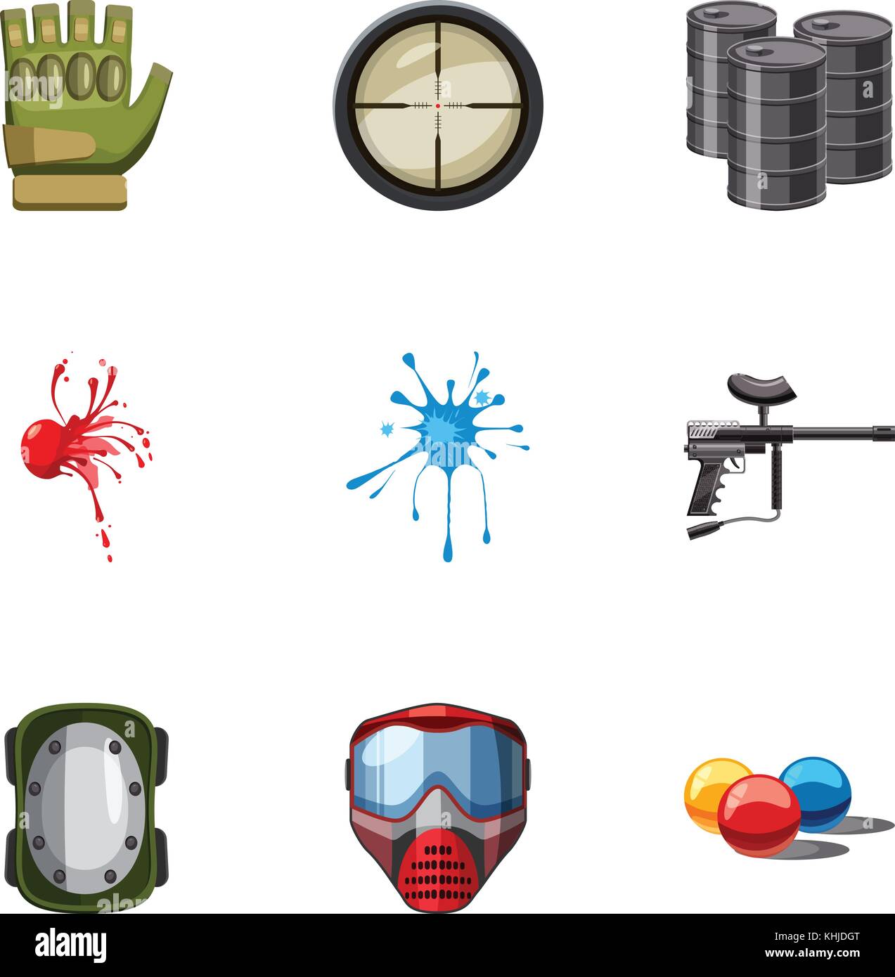 Paintball club icons set, cartoon style Stock Vector Image & Art - Alamy