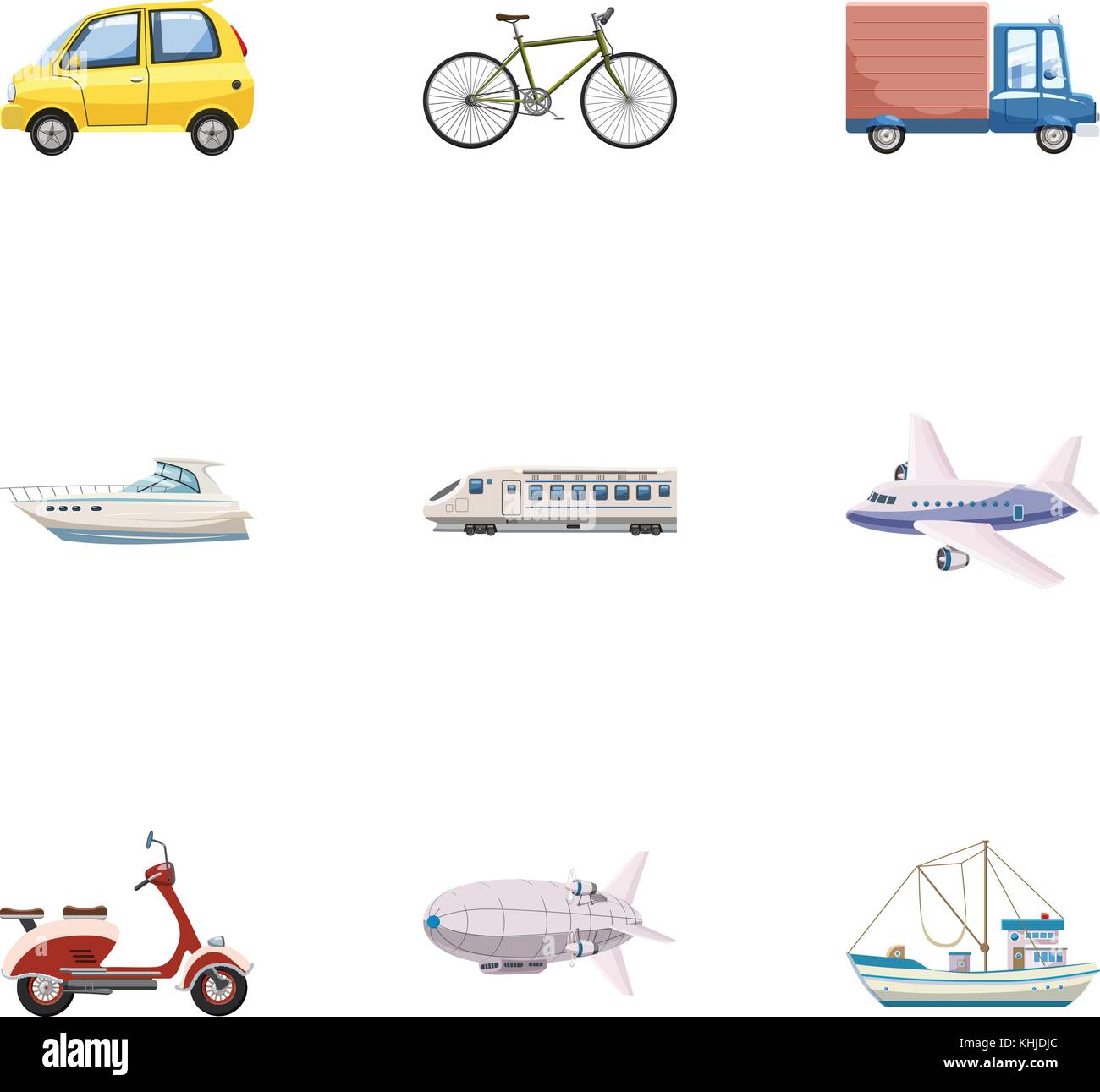 Variety of transport icons set, cartoon style Stock Vector Image & Art ...