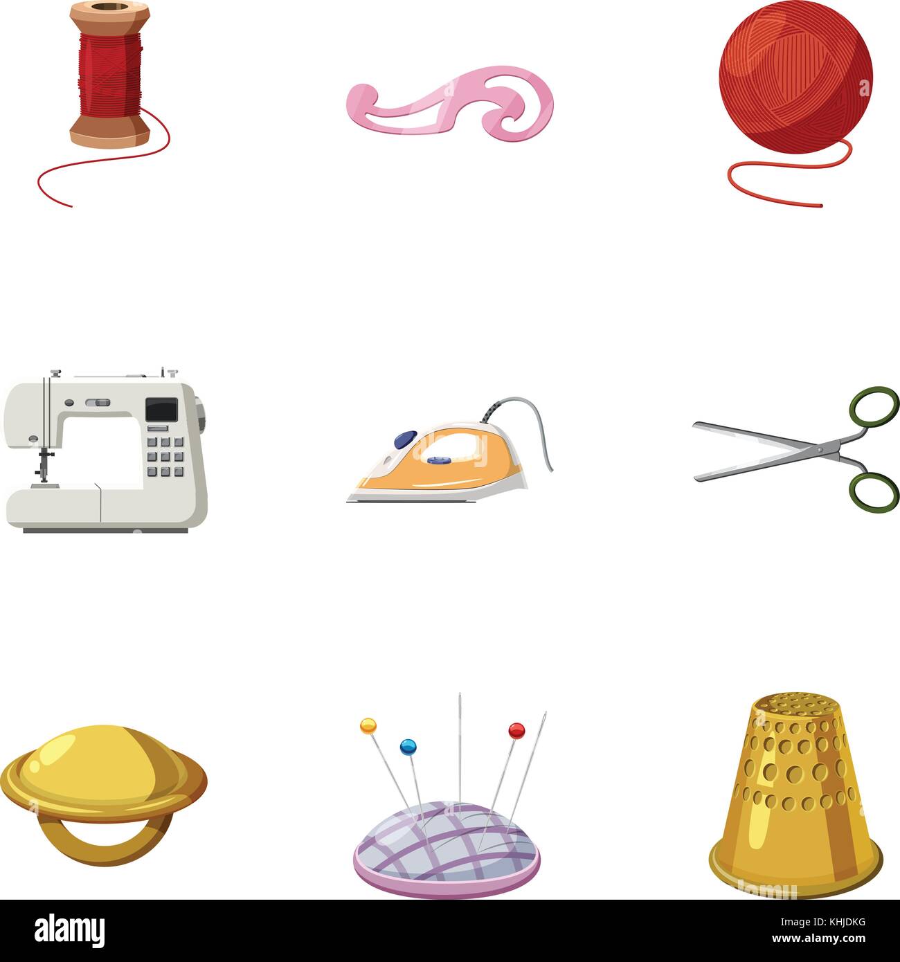 Tools for sewing dresses icons set, cartoon style Stock Vector Image ...