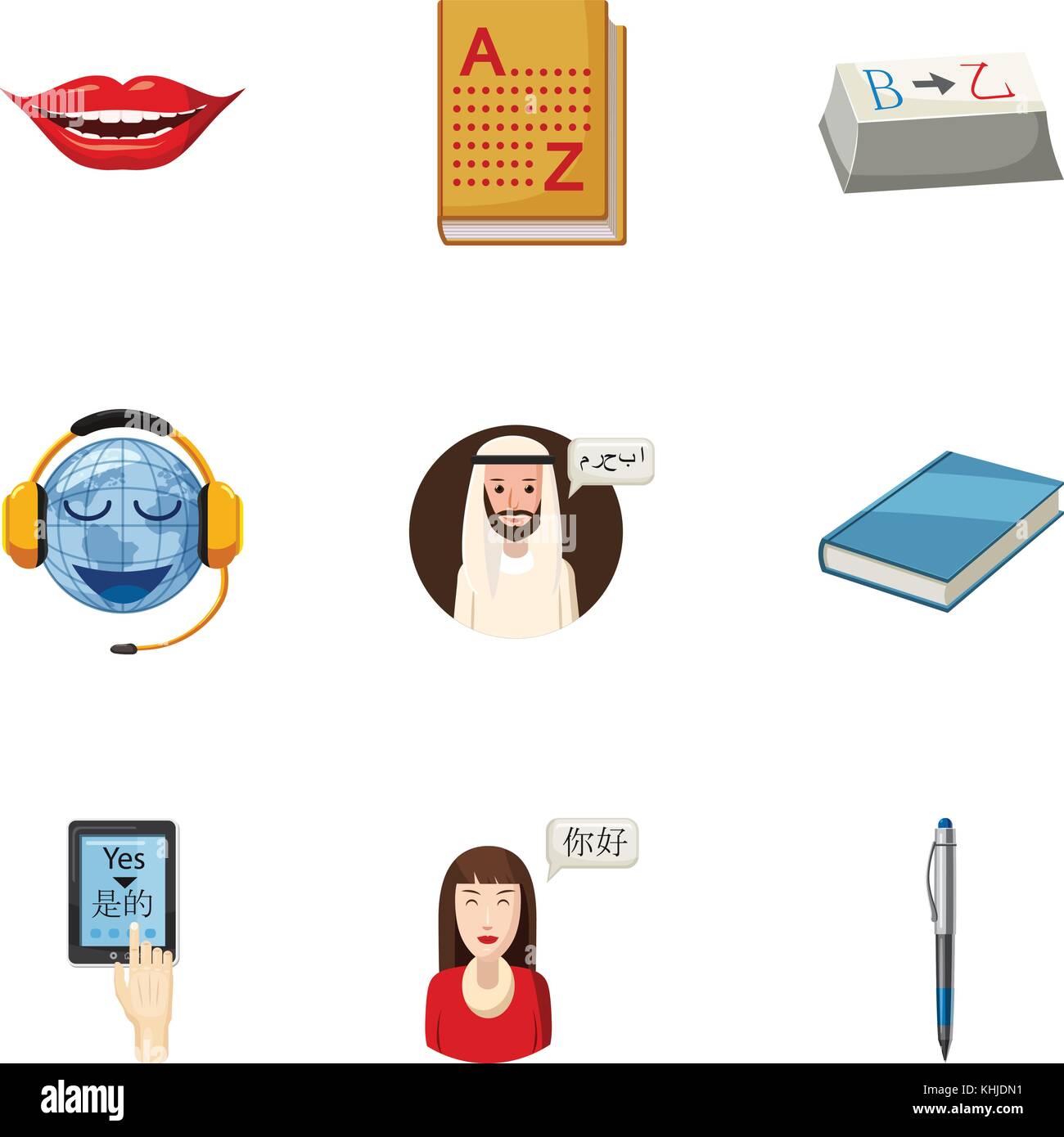 Translation icons set, cartoon style Stock Vector Image & Art - Alamy
