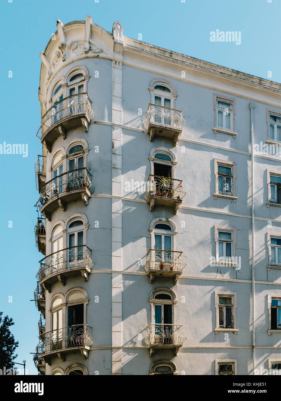 Classic Apartment Building Block Exterior Facade In Lisbon, Portugal ...