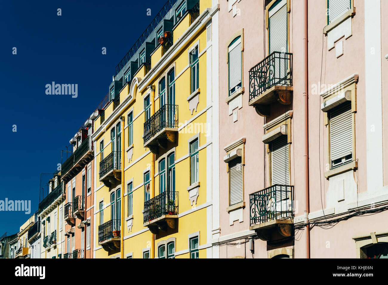 Classic Apartment Building Block Exterior Facade In Lisbon, Portugal ...