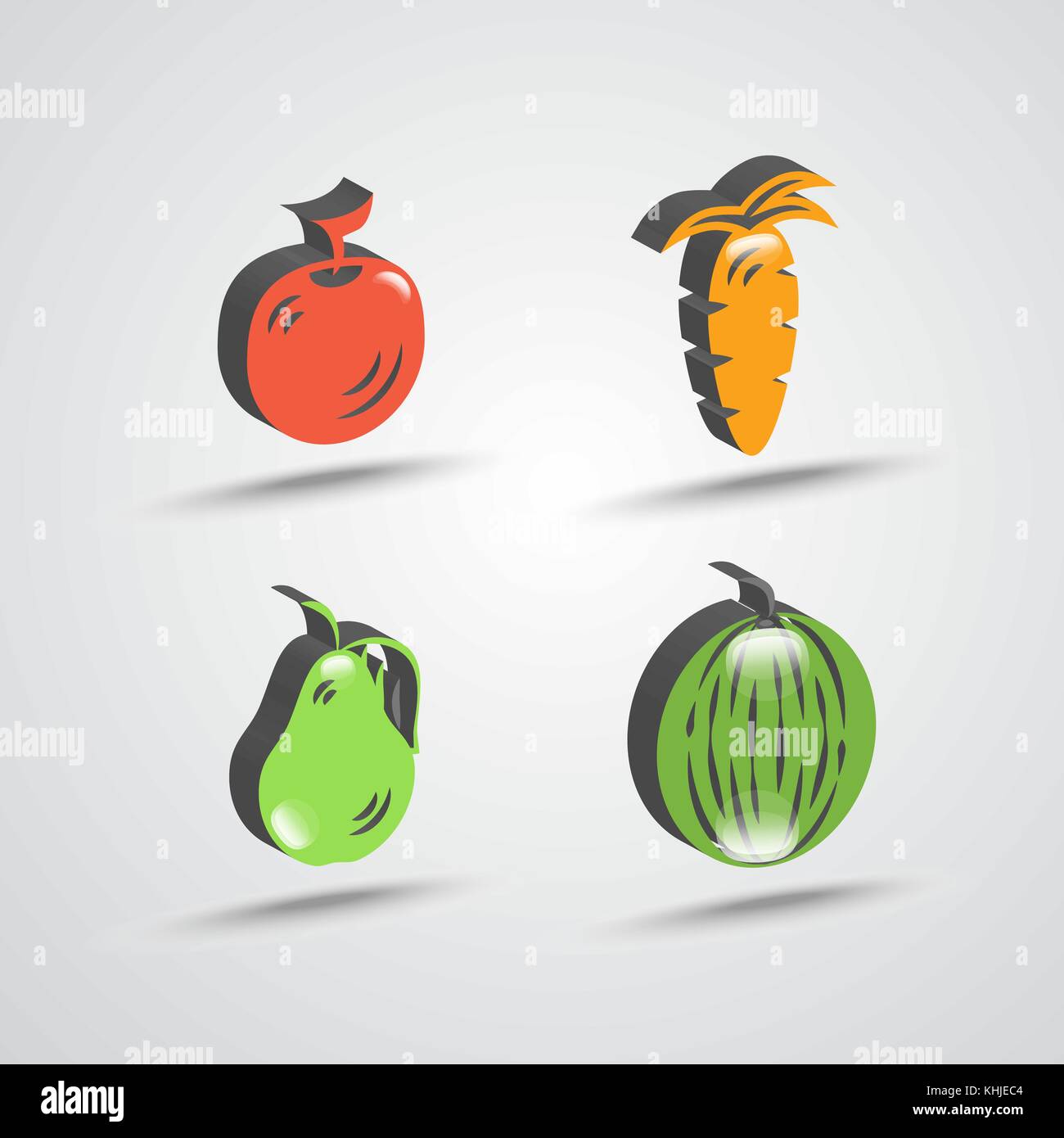 three dimensional fruit icon set Stock Vector Image & Art - Alamy