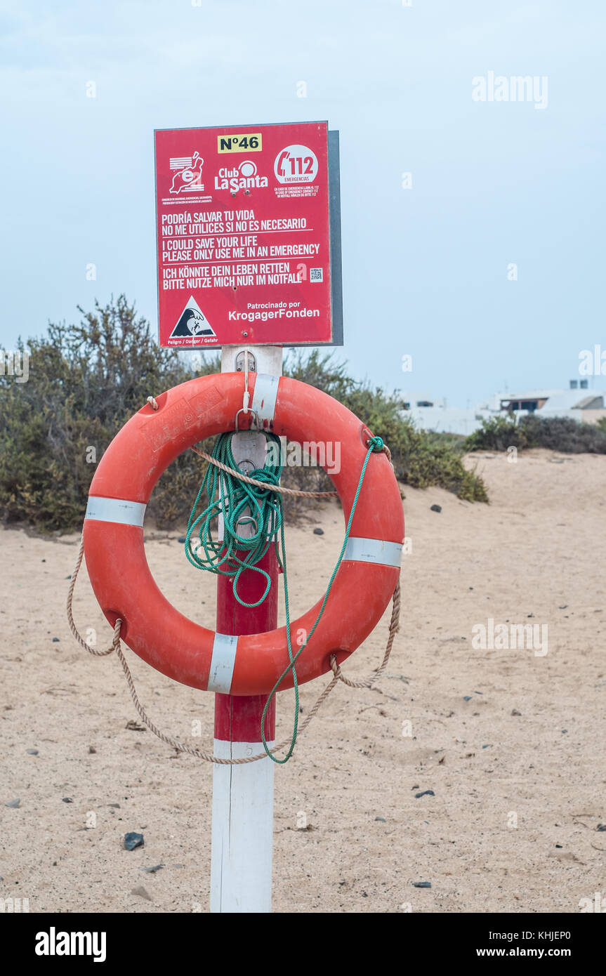 Back view of a lifesaver, Caleta del Sebo, La Graciosa, Canary Islands ...