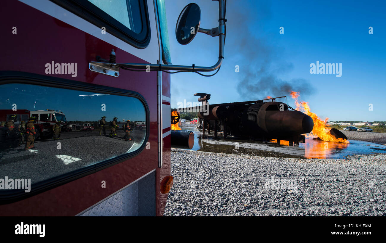 Firefighters Battle a Simulated Fire Stock Photo - Alamy