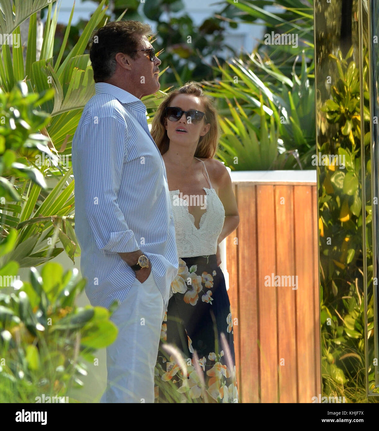 MIAMI BEACH, FL - MAY 14: David Hasselhoff and partner Hayley Roberts ...