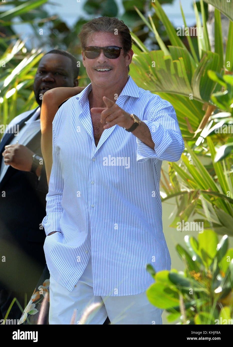 MIAMI BEACH, FL - MAY 14: David Hasselhoff and partner Hayley Roberts ...