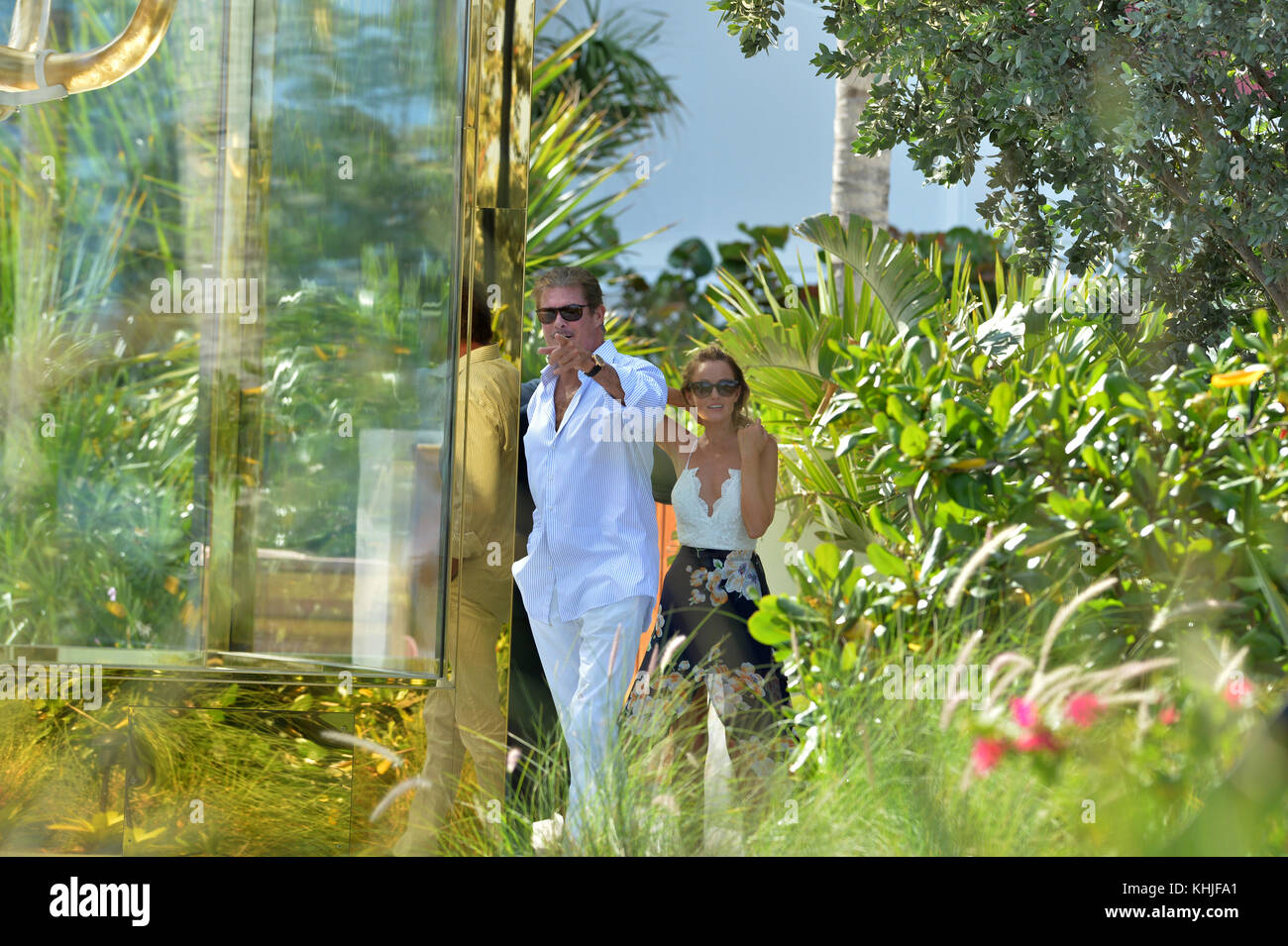 MIAMI BEACH, FL - MAY 14: David Hasselhoff and partner Hayley Roberts ...