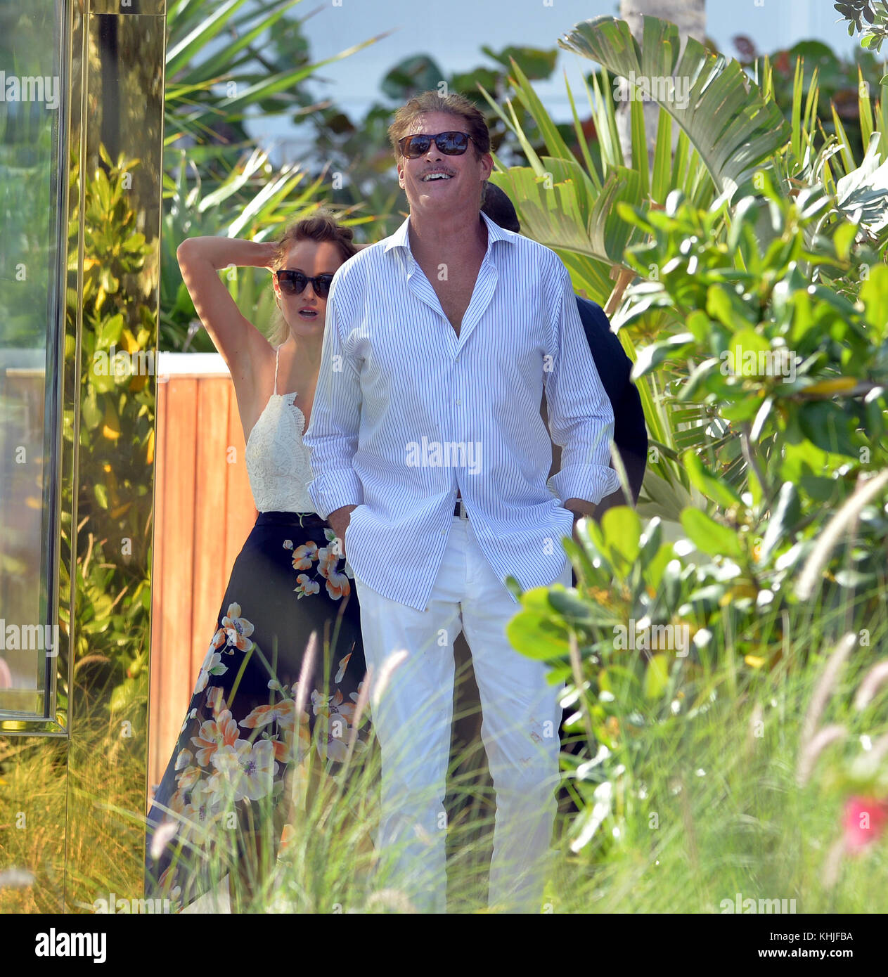 MIAMI BEACH, FL - MAY 14: David Hasselhoff and partner Hayley Roberts ...