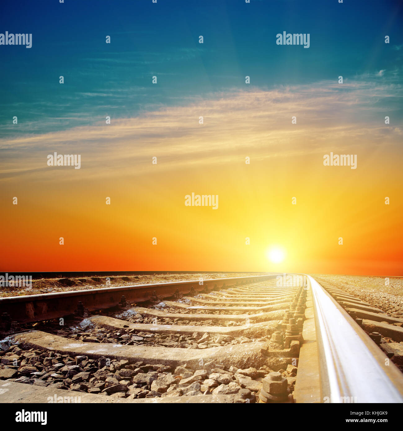 good sunset over railroad closeup Stock Photo - Alamy
