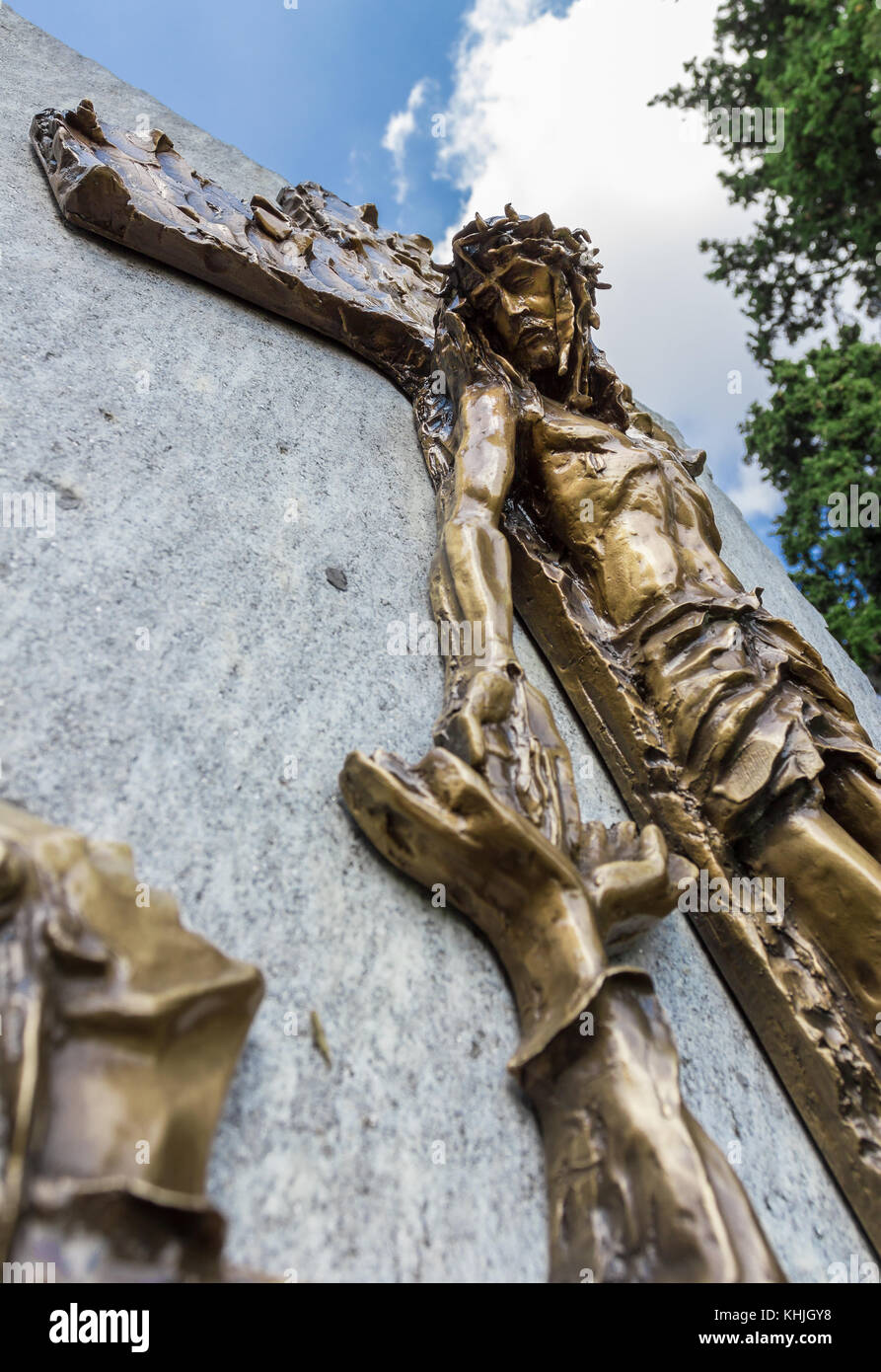 Jesus frees himself from the cross and shakes his hand to a faithful ...