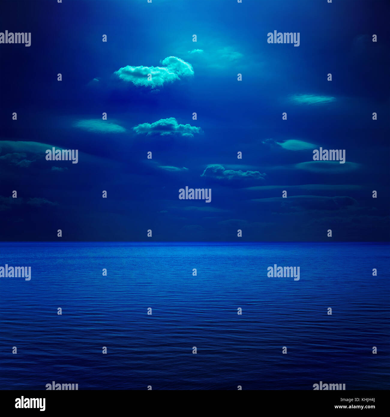 dark blue moonlight over sea Stock Photo - Alamy