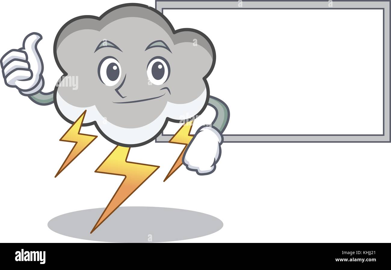 Thumbs up with board thunder cloud character cartoon Stock Vector Image ...