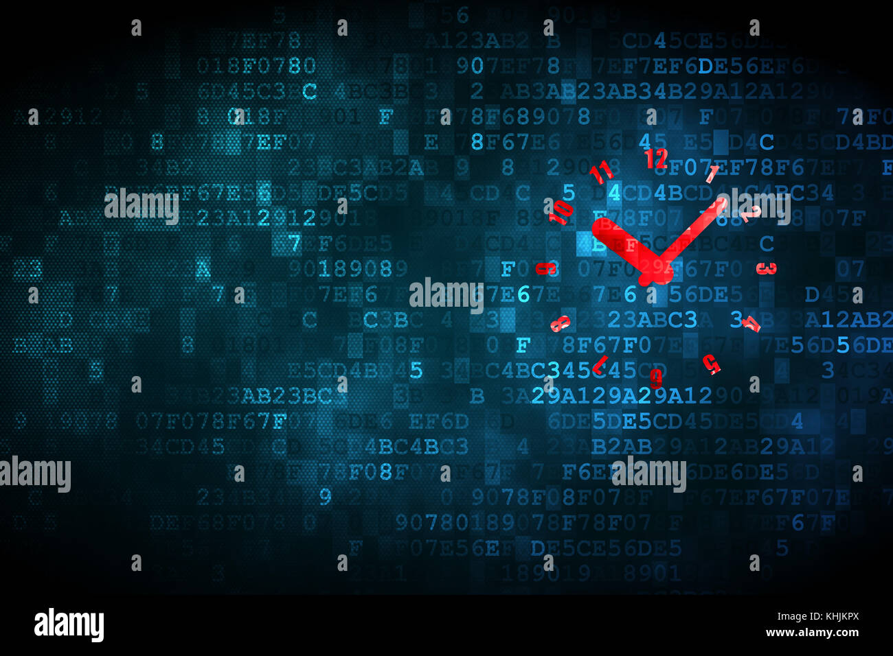 Timeline concept: Clock on digital background Stock Photo - Alamy