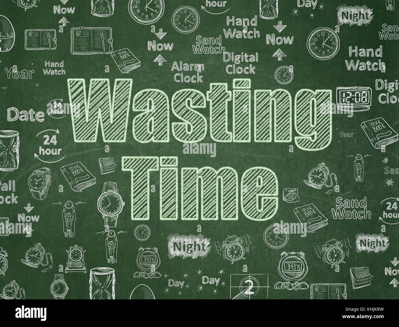 Timeline concept: Wasting Time on School board background Stock Photo ...