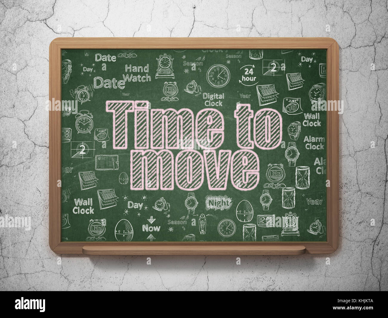 Timeline concept: Time to Move on School board background Stock Photo ...