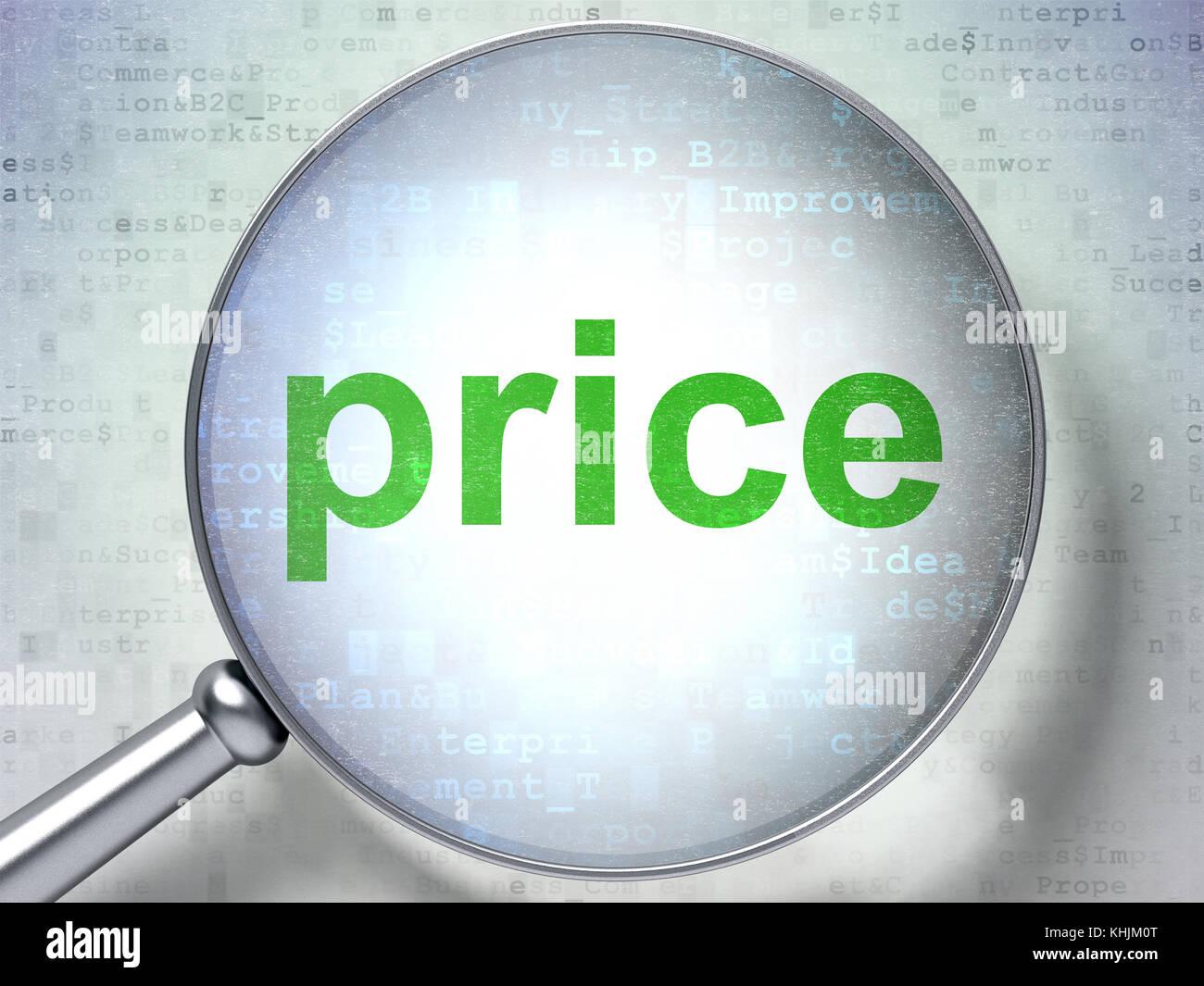 Marketing concept: Price with optical glass Stock Photo - Alamy