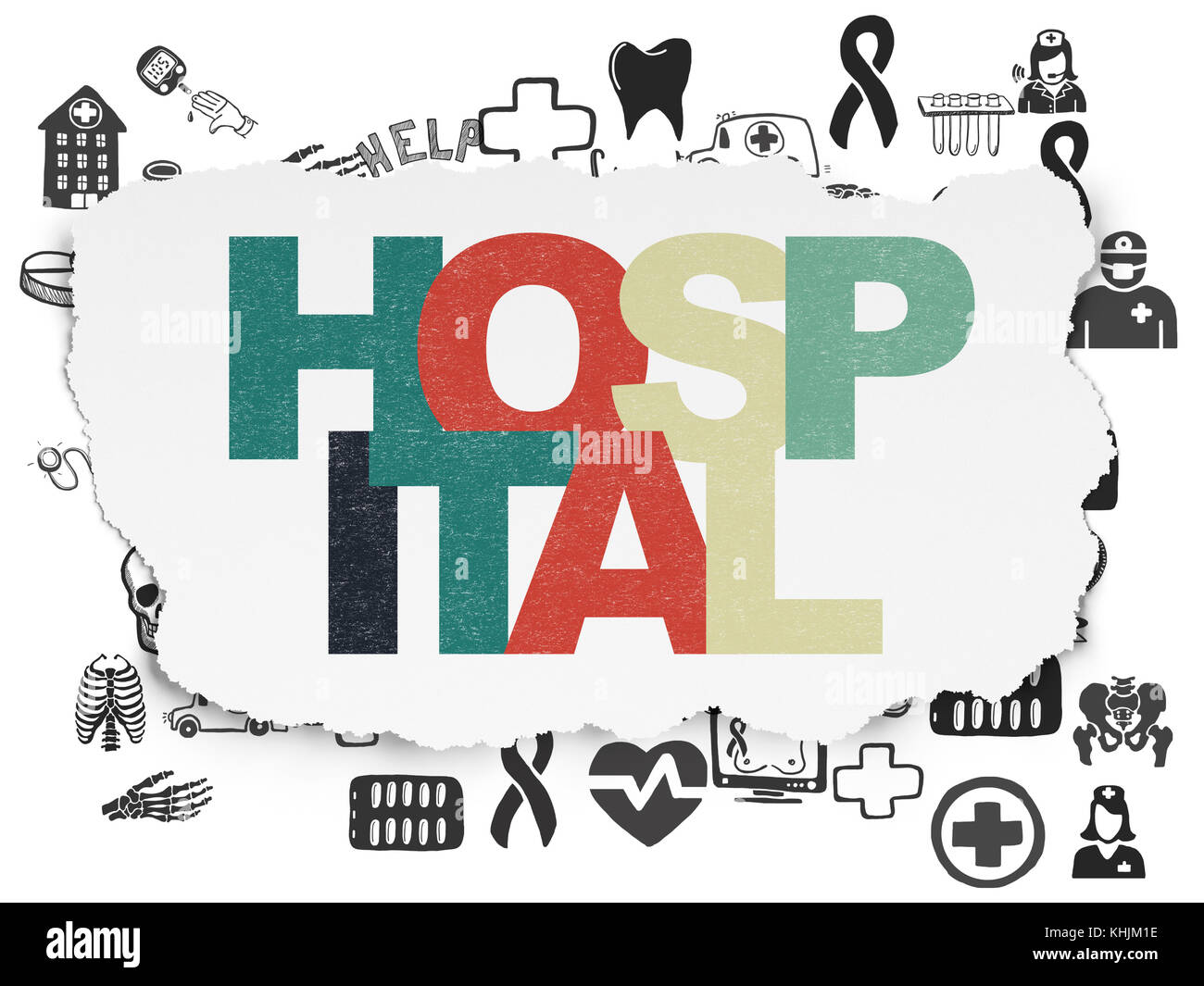 Health concept: Hospital on Torn Paper background Stock Photo - Alamy