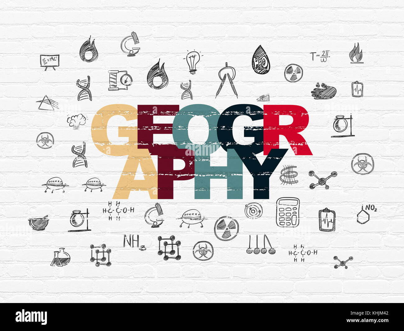 Science concept: Geography on wall background Stock Photo - Alamy