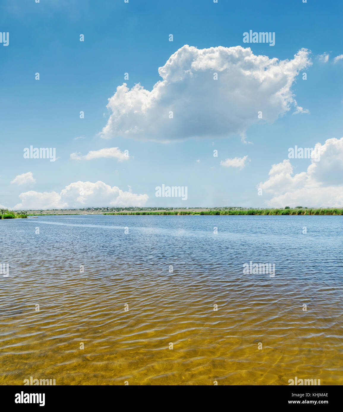 water in river close up and blue sky with clouds Stock Photo - Alamy