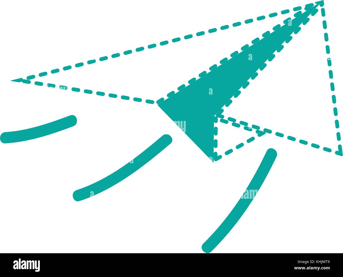 dotted, shape airplane paper fly to origami play vector illustration ...