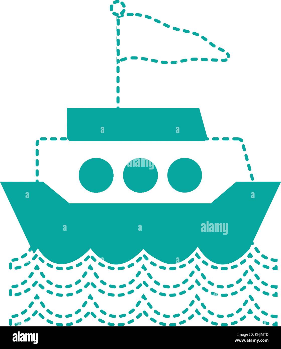 dotted shape ship transportation with flag design and waves vector ...